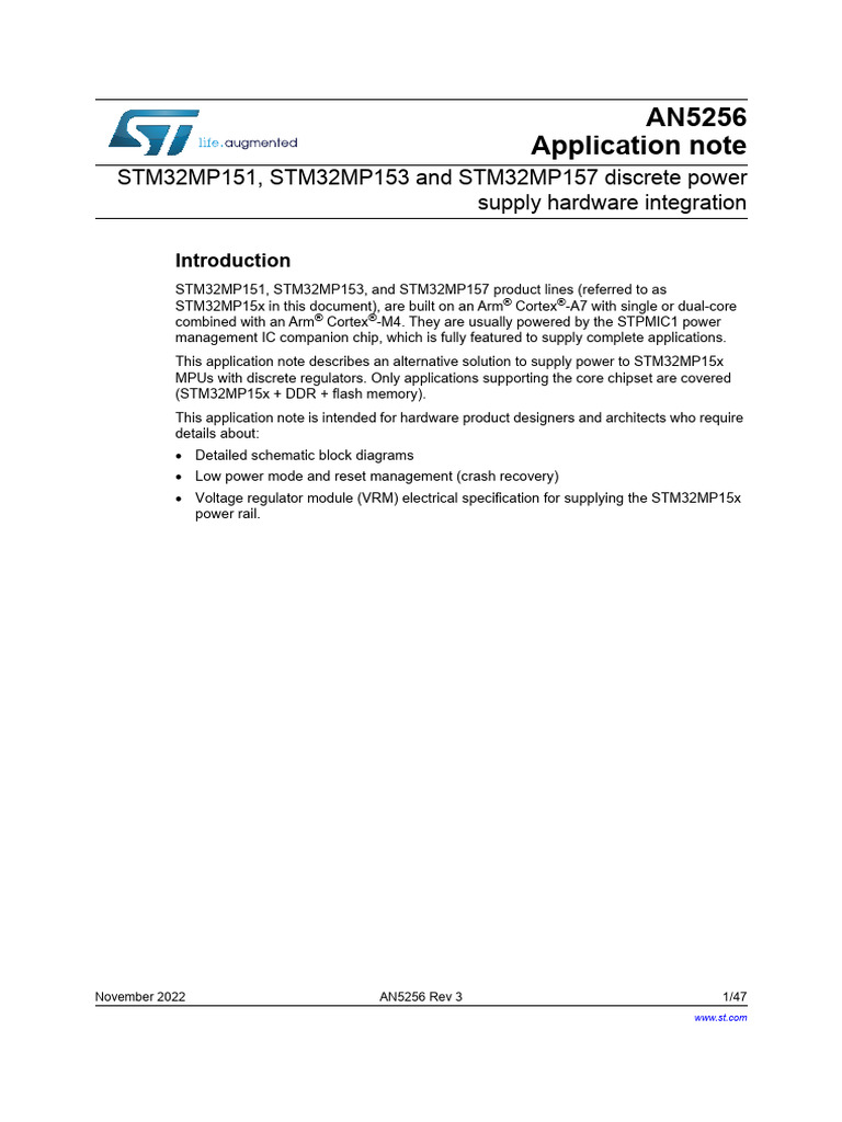 An5256 Stm32mp151 Stm32mp153 and Stm32mp157 Discrete Power Supply ...