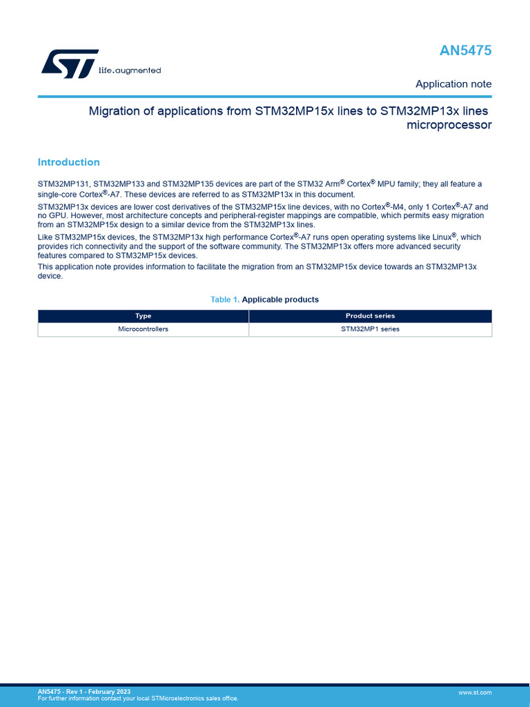 An5475 Migration of Applications From Stm32mp15x Lines To Stm32mp13x Lines Microprocessor ...