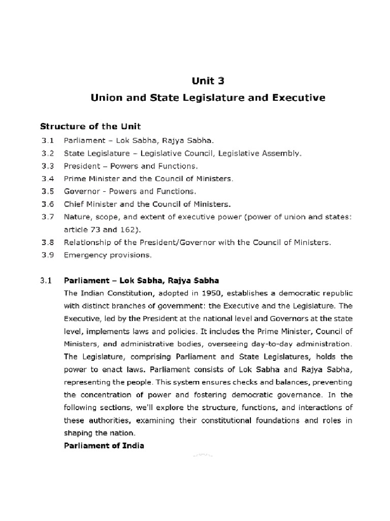 Unit 3 Indian Constitution | PDF