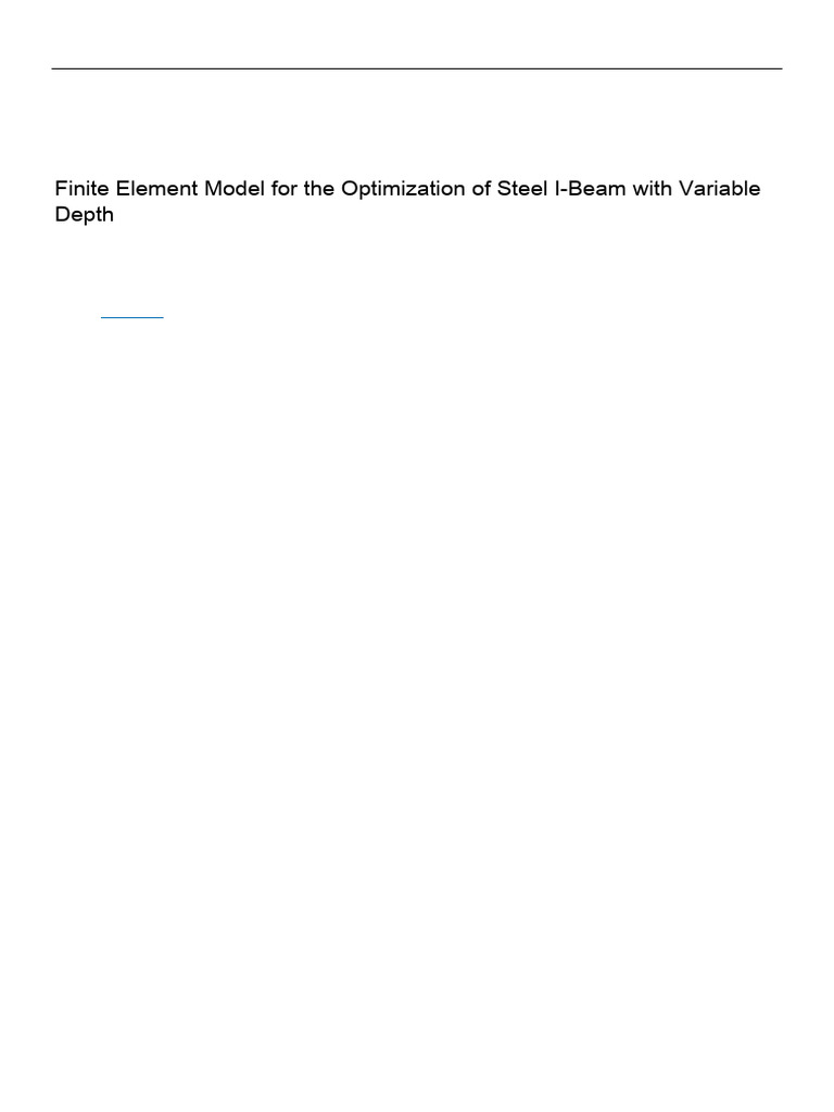 Finite Element Model For The Optimization of Steel | PDF | Beam ...