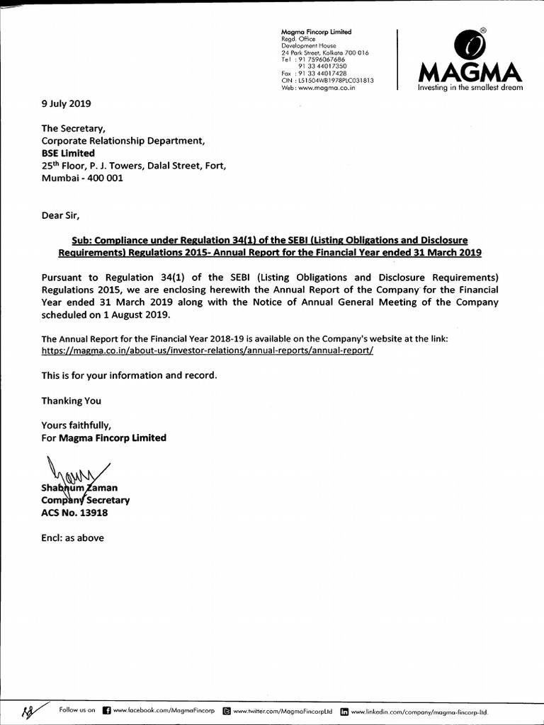 Poonawalla Fincorp - AR19 | PDF | Proxy Voting | Dividend