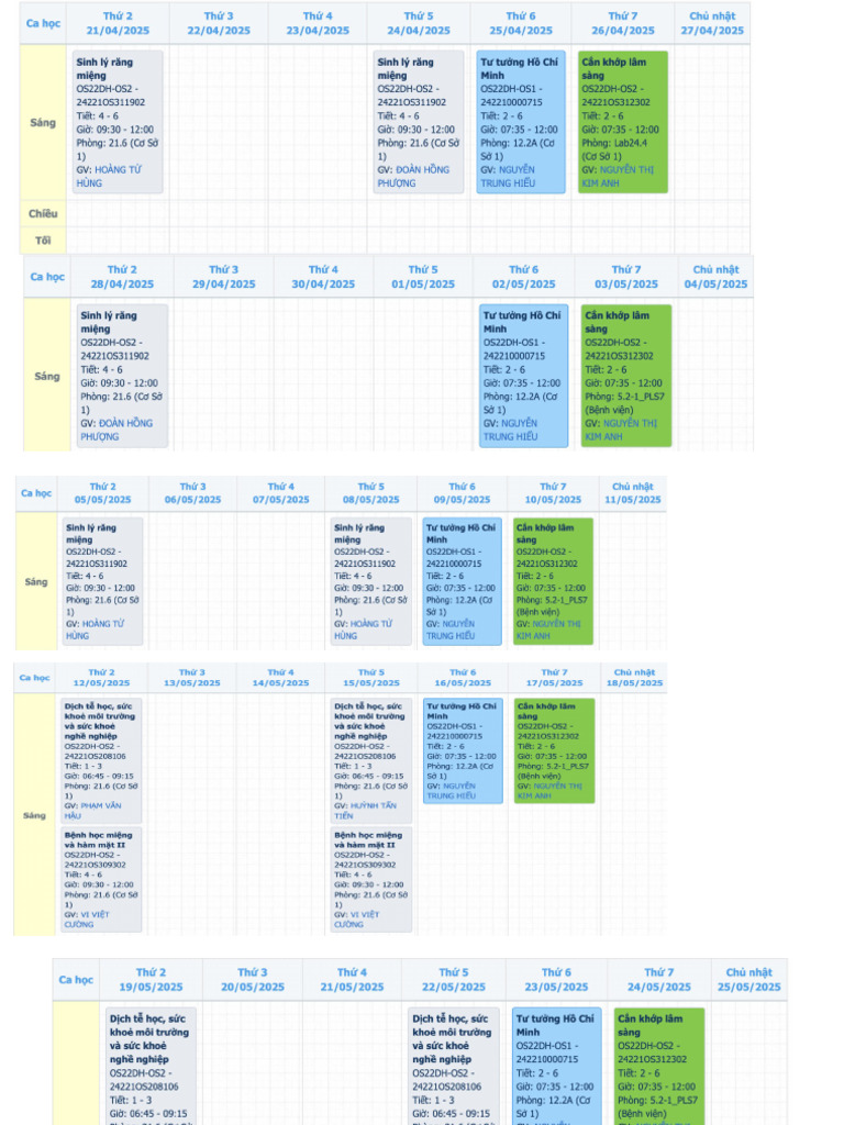 Lịch Học hk2 | PDF