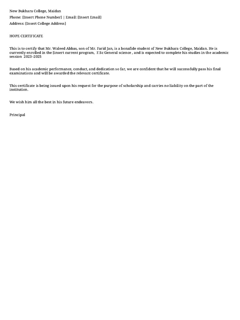 Hope Certificate PDF | PDF