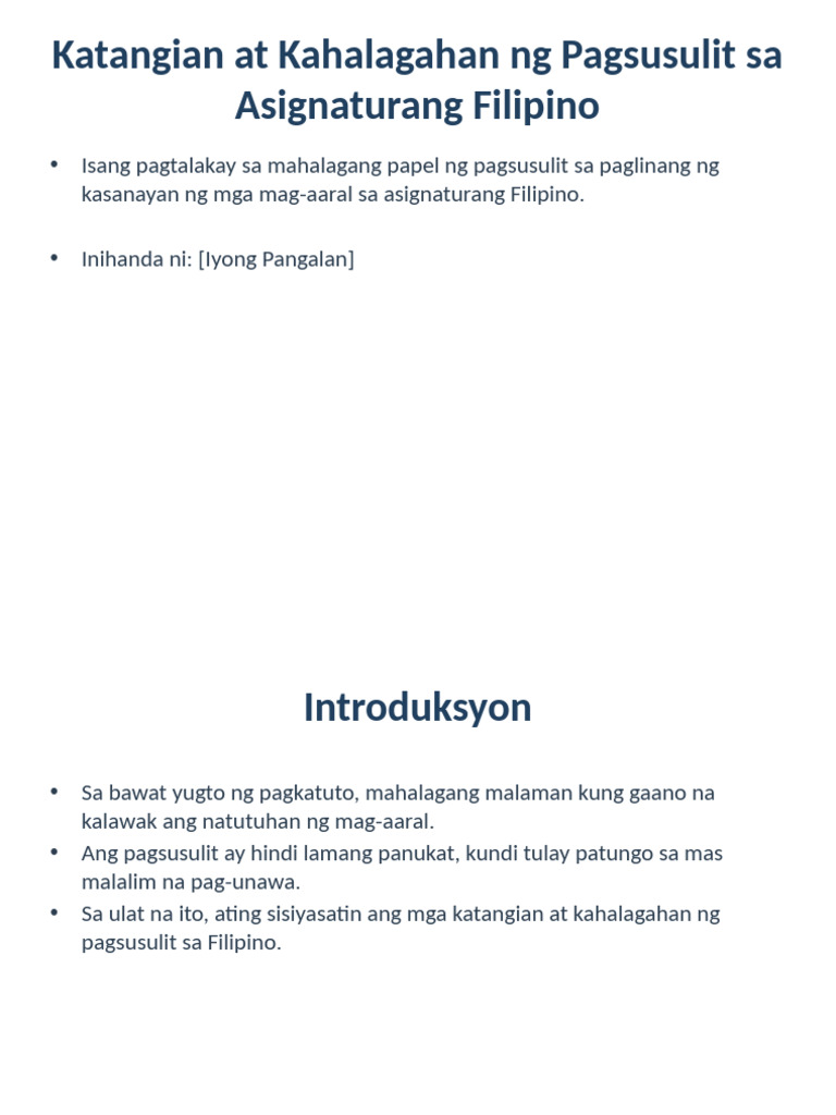 Pagsusulit Sa Filipino Elaborated Design | PDF