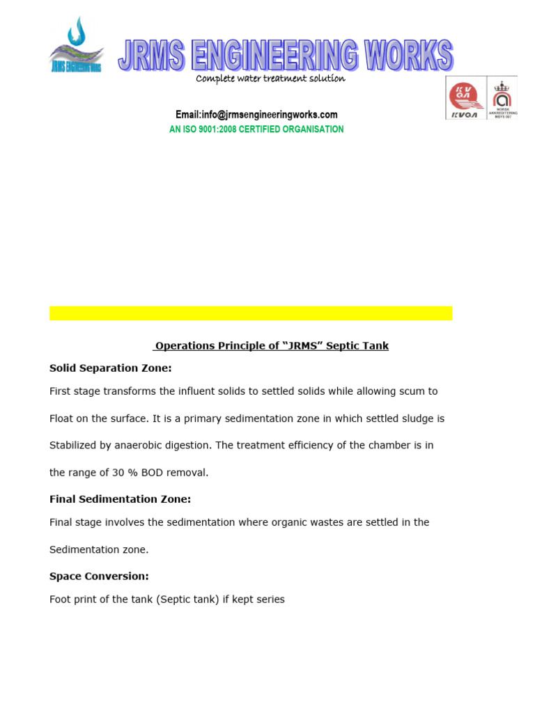 20KLD FRP Septic Tank Quotation | PDF | Septic Tank | Water Pollution