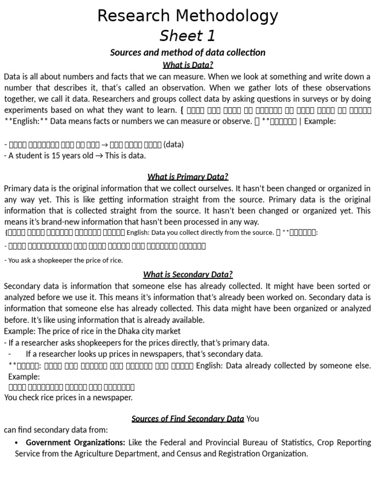 Research Methodology Sheet | PDF | Questionnaire | Statistics