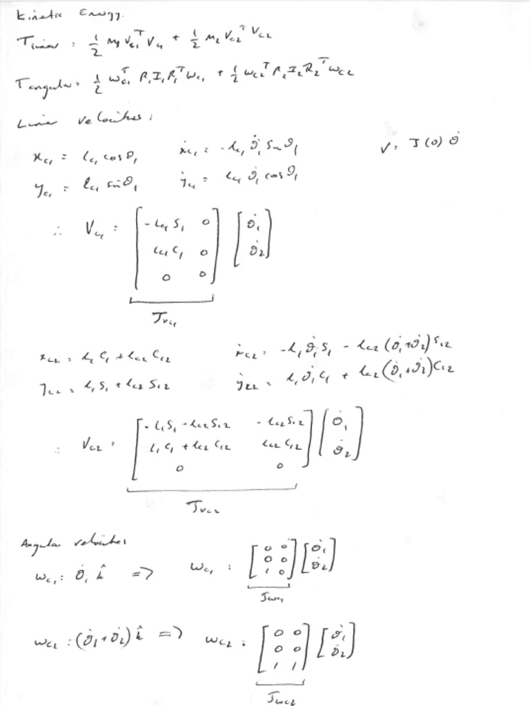 2 Link Robot Arm EOM | PDF
