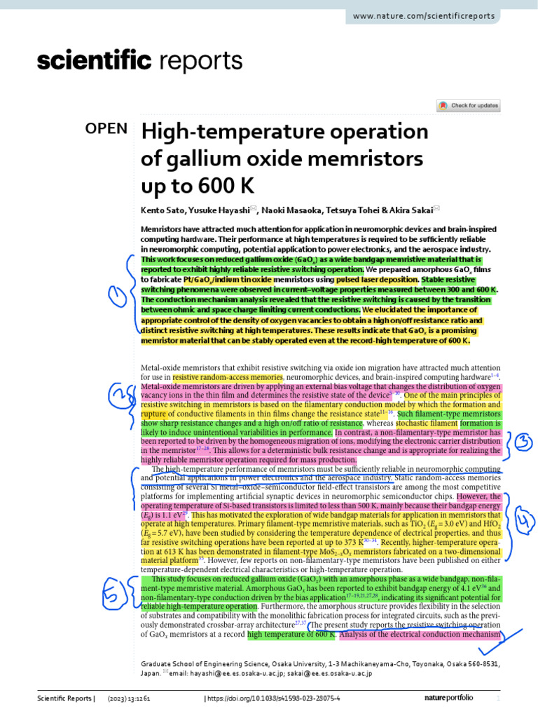 3) 2023 High-Temperature Operation of Gallium Oxide Memristors Up To ...