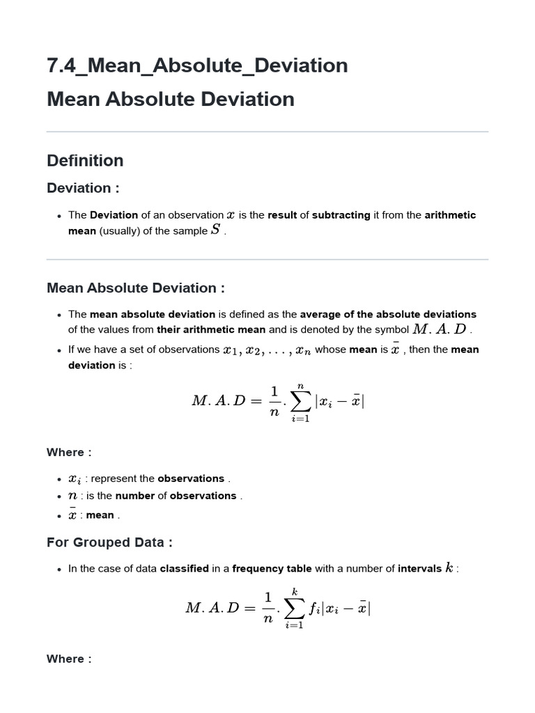 7.4 Mean Absolute Deviation | PDF
