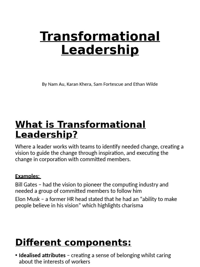 Transformational Leadership Powerpoint | PDF | Transformational Leadership | Leadership