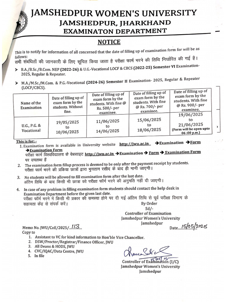 Examination Form Fill Up UG Sem 6 &PG Sem 2 | PDF