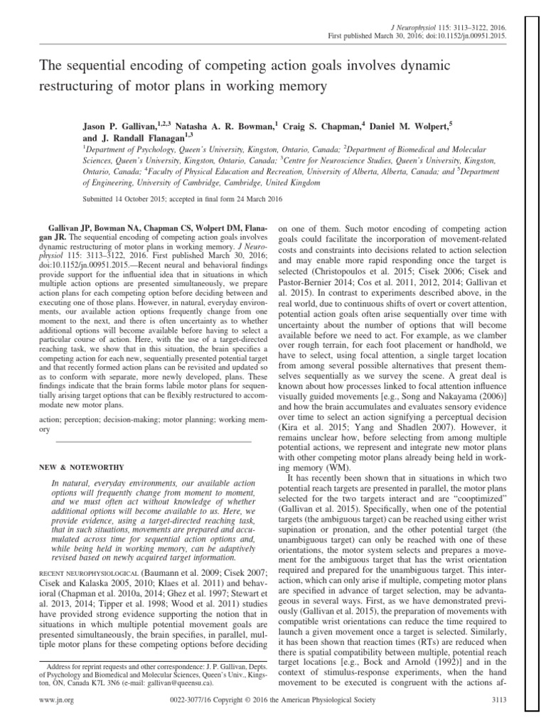 The Sequential Encoding of Competing Action Goals Involves Dynamic ...