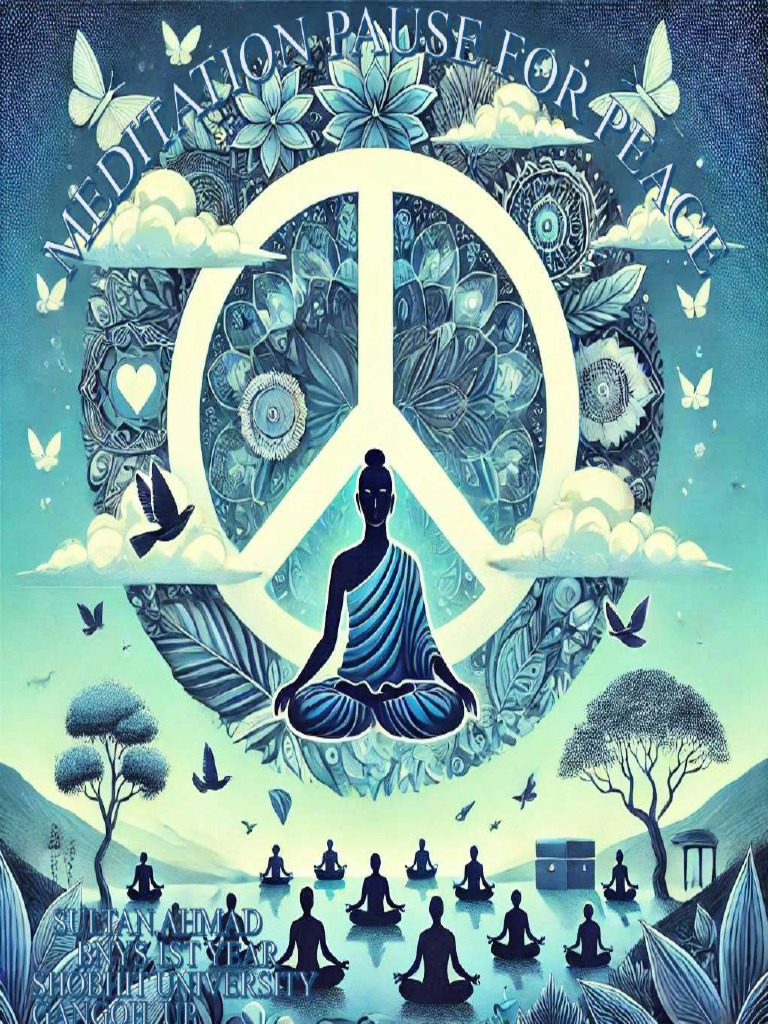 Meditation Pause For Peace Poster by Sultan Bnys 1st Year Shobhit ...