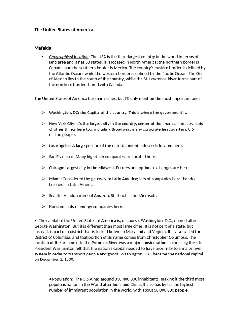 The United States of America | PDF | The United States