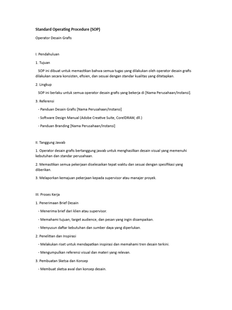 SOP untuk Operator Desain Grafis | PDF