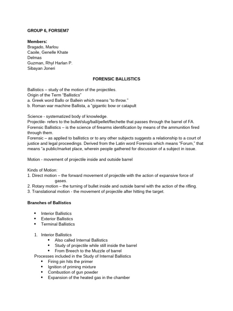 Group 6 Ballistics Forsem | PDF | Gun Barrel | Firearms