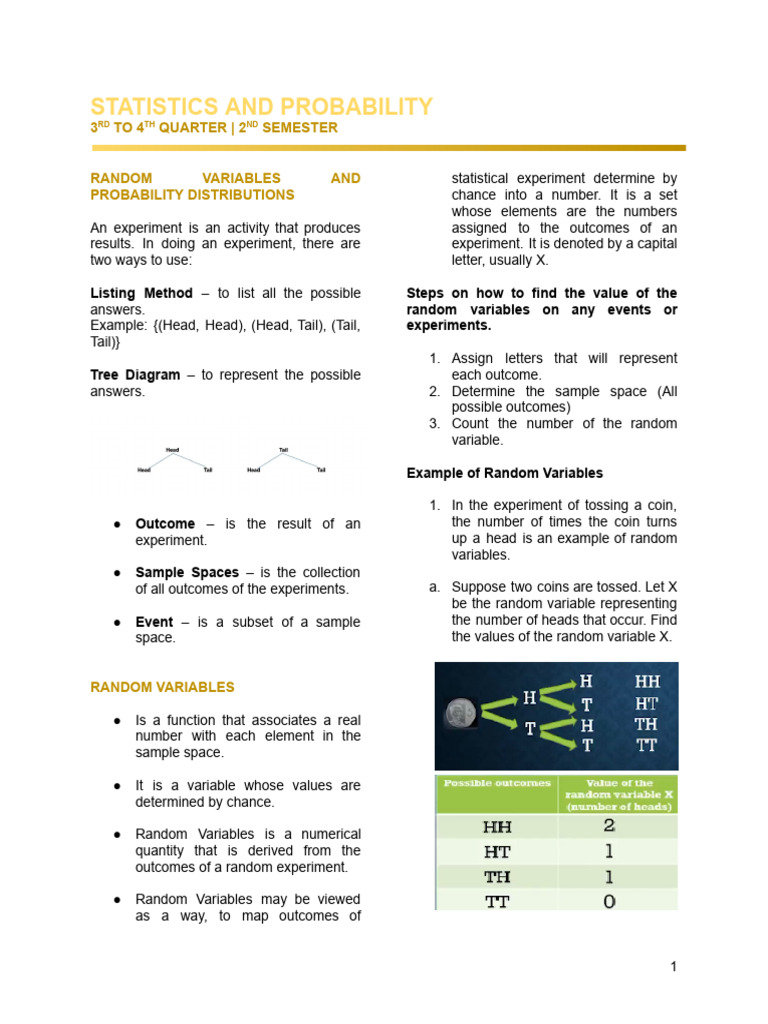 Statistics and Probability 2 | PDF | Random Variable | Probability Distribution