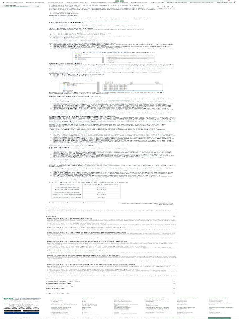 Microsoft Azure - Disk Storage in Microsoft Azure | PDF | Microsoft ...