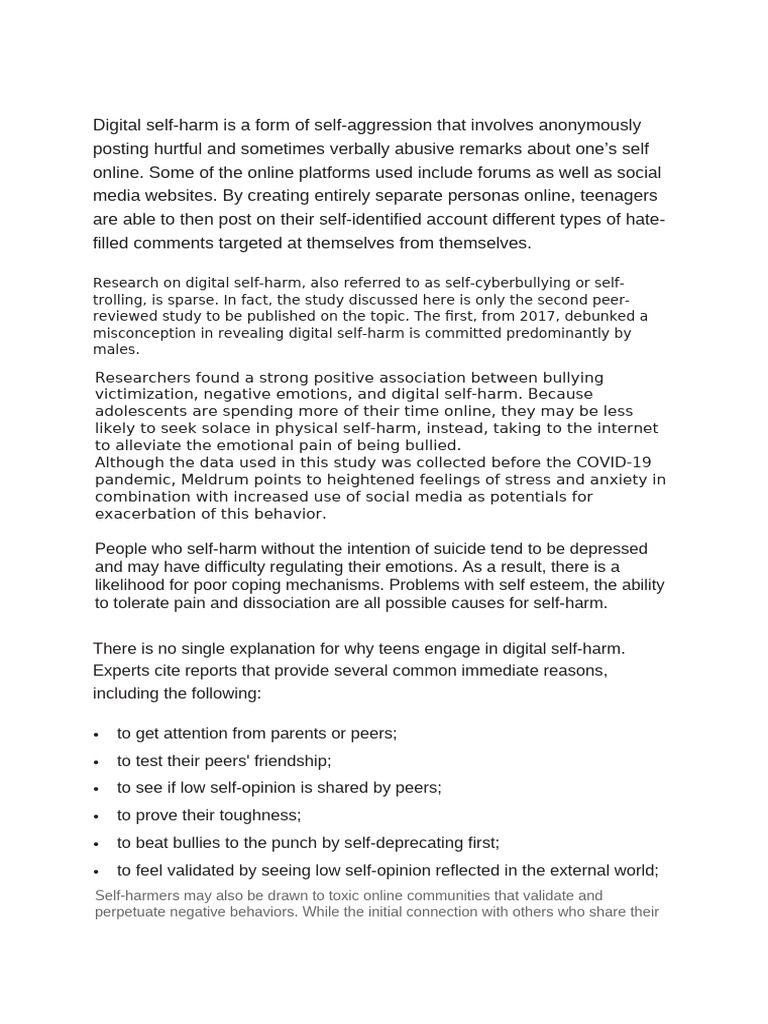 Digital Self Harm | PDF