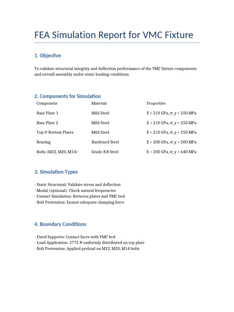 FEA Simulation Report VMC Fixture | PDF