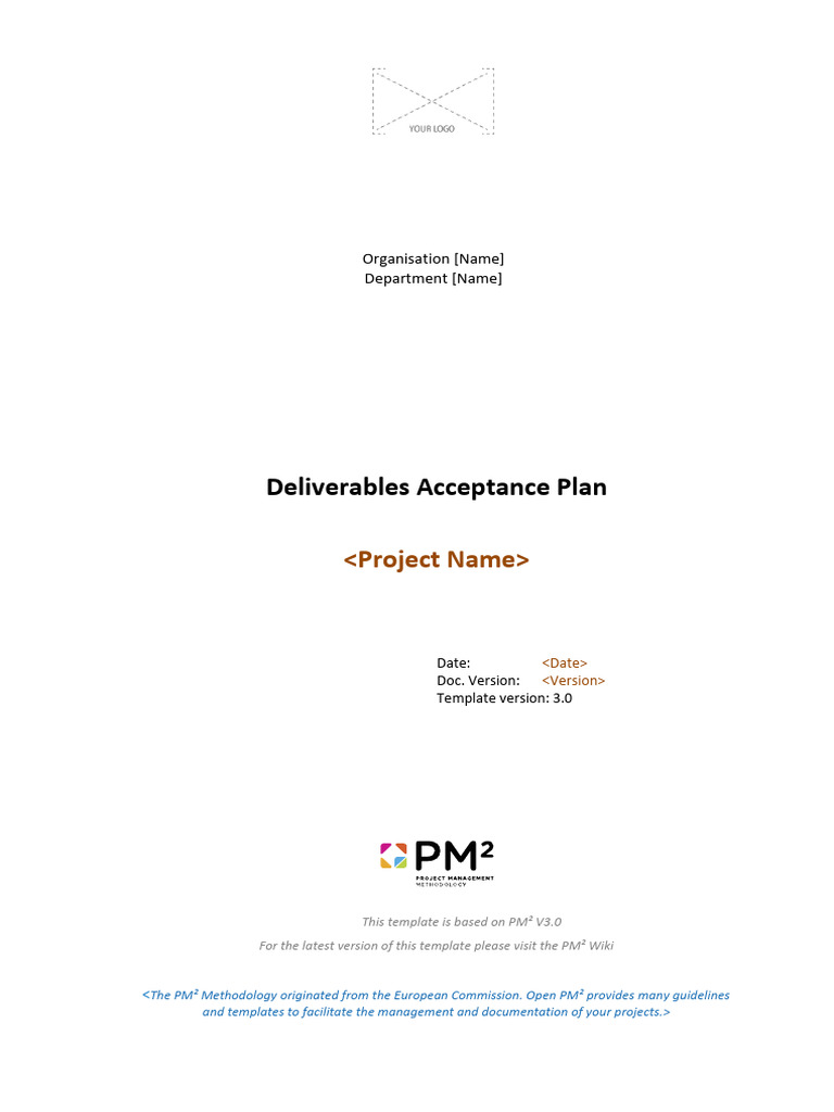 Deliverables Acceptance Plan | PDF | Quality Management | Formal ...
