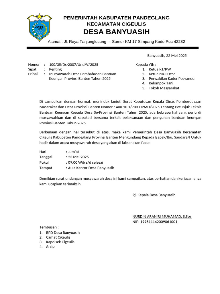 Undangan Musdes | PDF