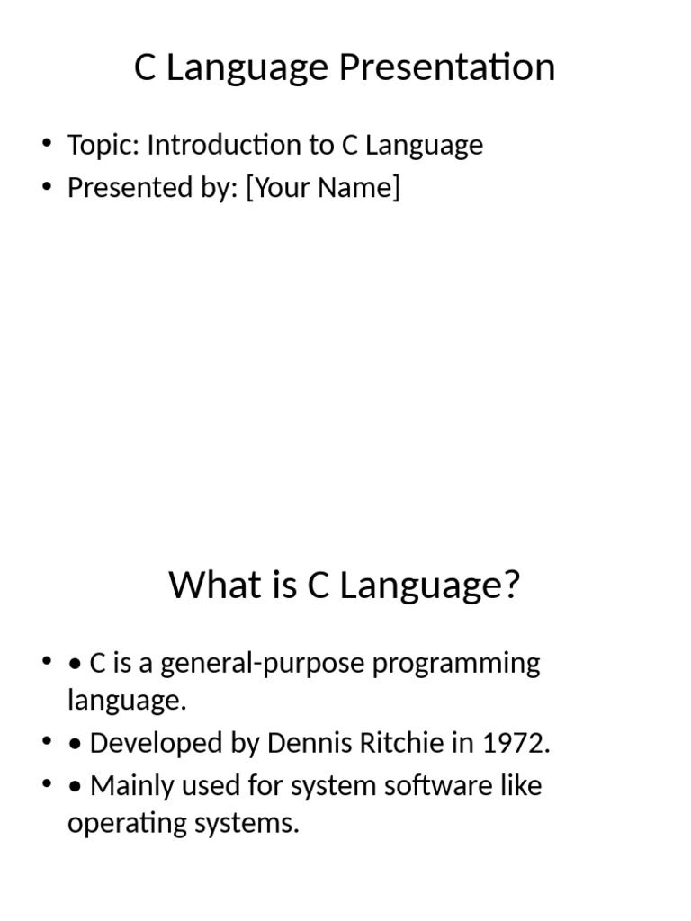 C Language Presentation | PDF