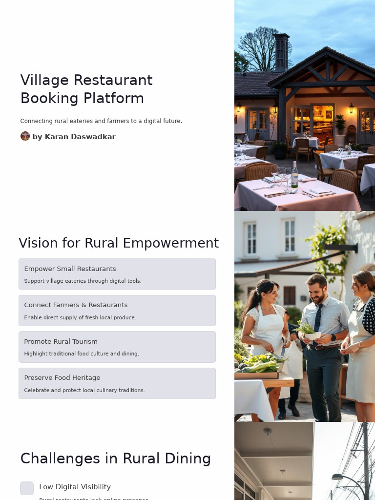 Village Restaurant Booking Platform | PDF | Restaurants | Economies