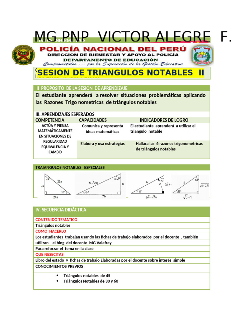 Razones Trigonométricas en Triángulos Notables | PDF