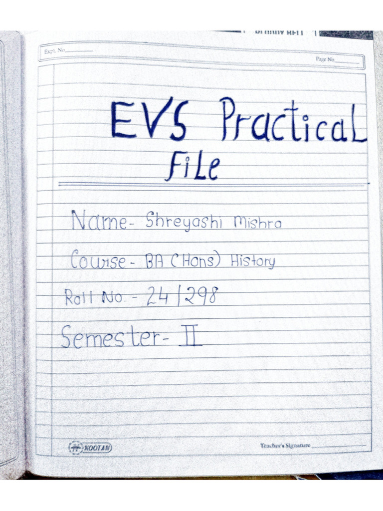 EVS Practical File - Shreyashi Mishra Course-History Hons Roll No 24-298 | PDF