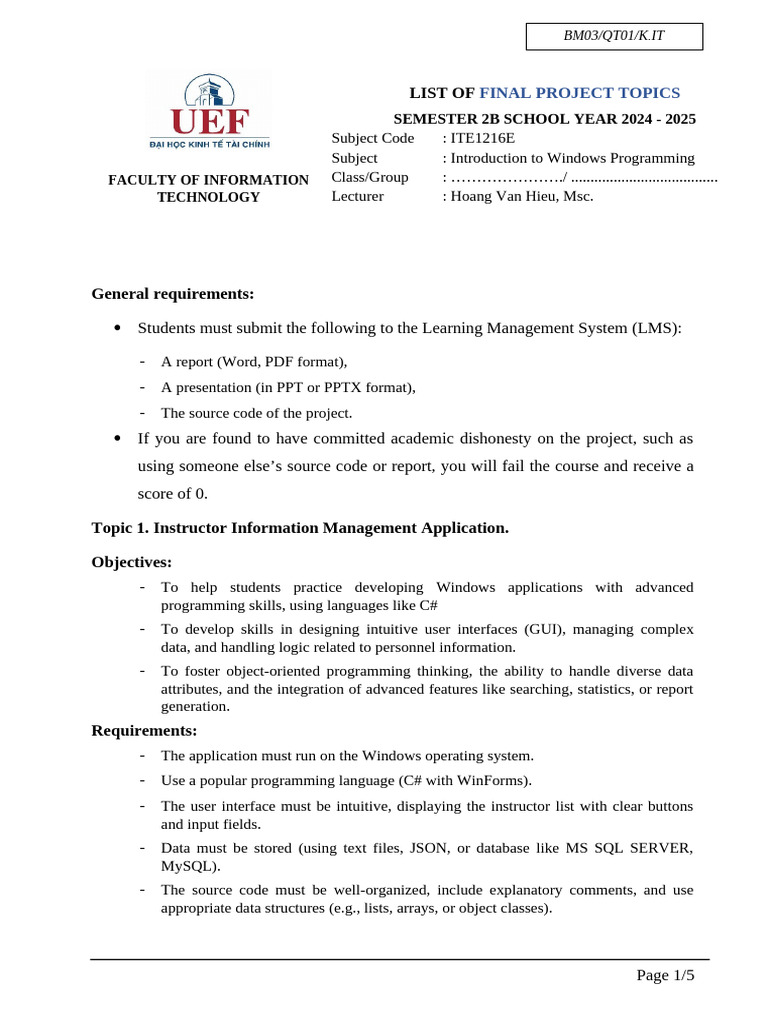 Topic List For Final Report | PDF | Computer Programming | Usability