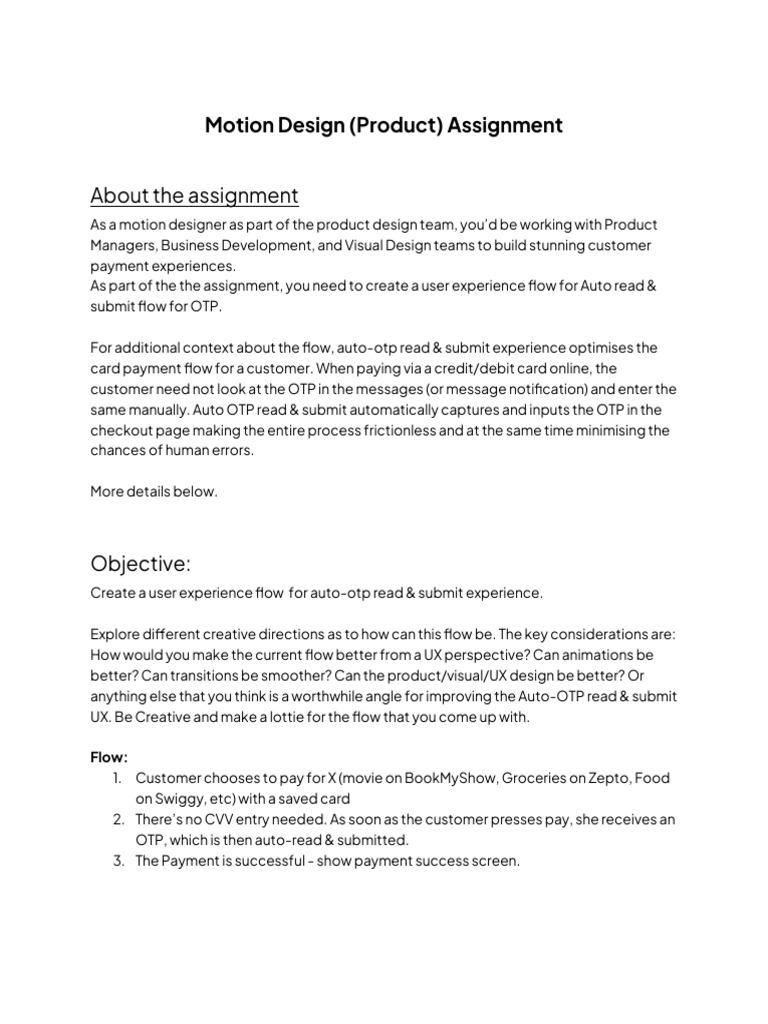 Product Motion Designer - Assignment | PDF | Computing