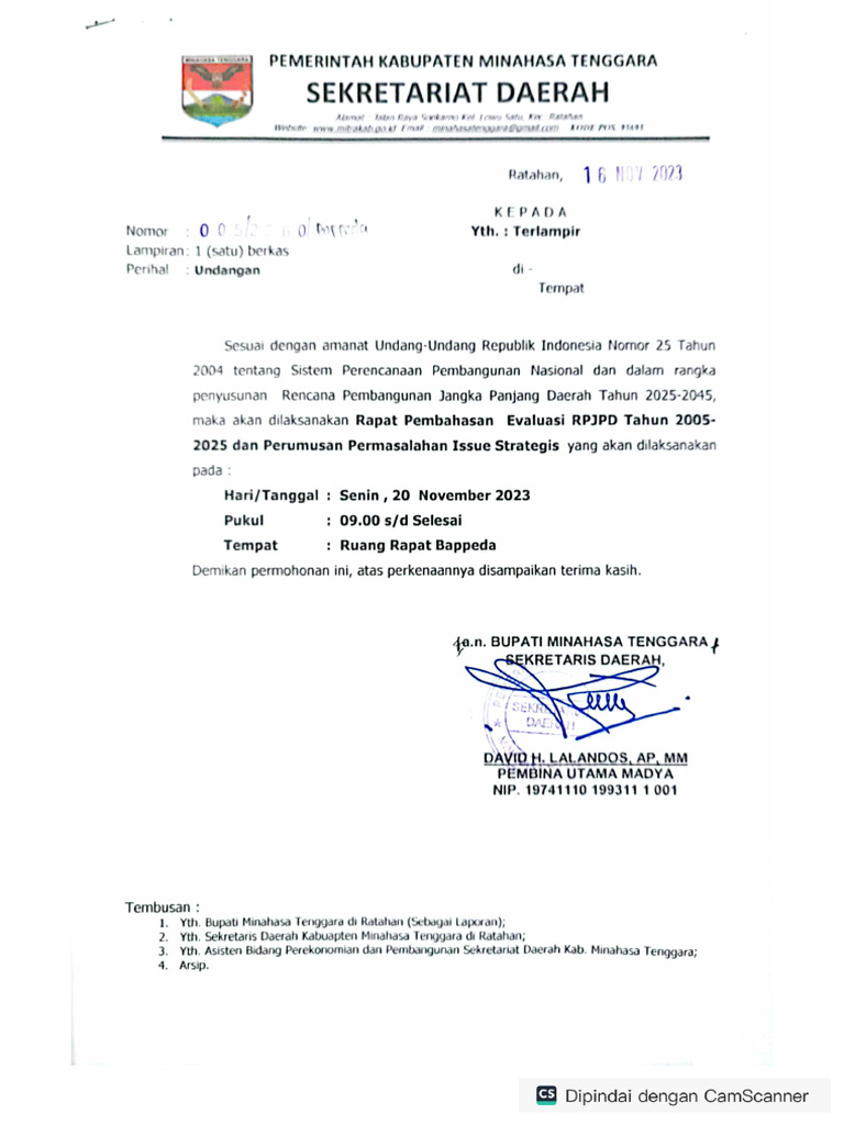 Undangan Evaluasi RPJPD | PDF