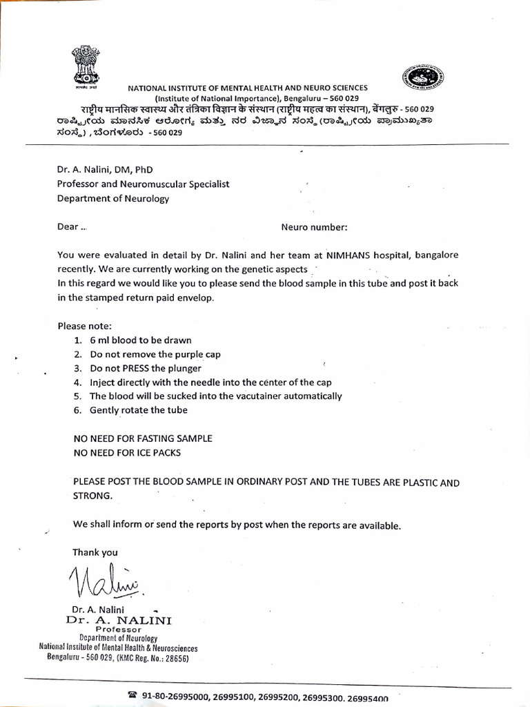 Instructions Letter (Sample Collection Request) | PDF