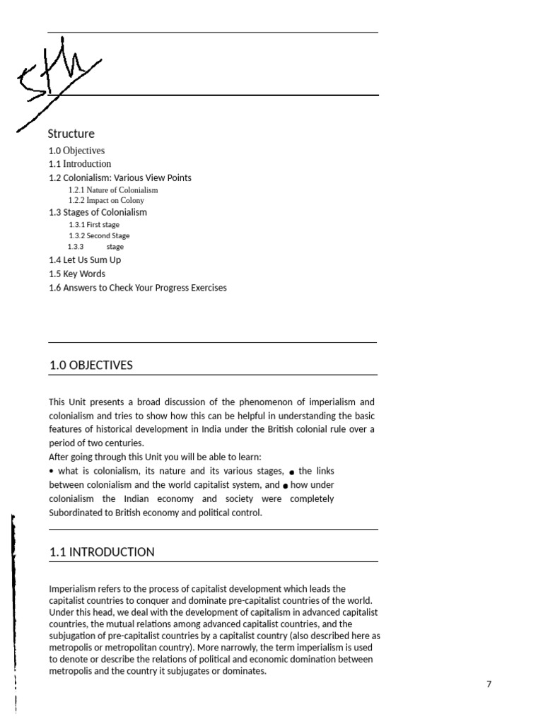 Unit-1 Colonialism and Imperialism - A Theoretical Perspective | PDF ...