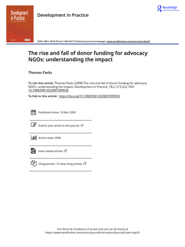Donor Funding Trends for Advocacy NGOs | PDF | Non Governmental ...