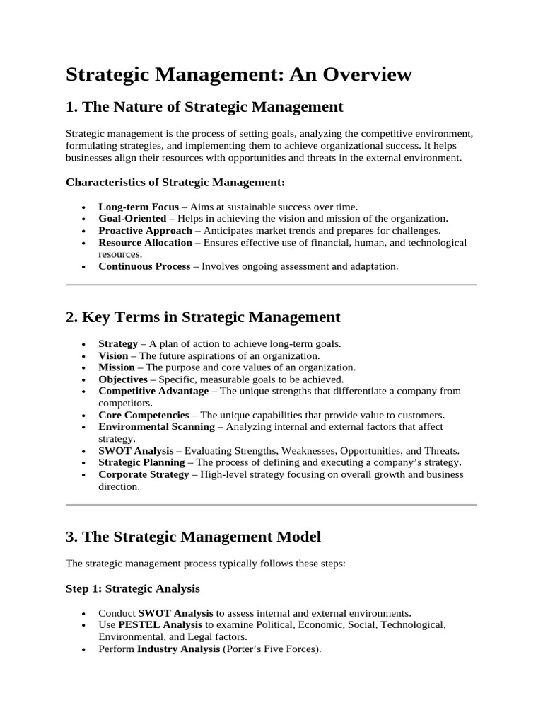 Strategic Management Unit1 | PDF | Strategic Management | Swot Analysis
