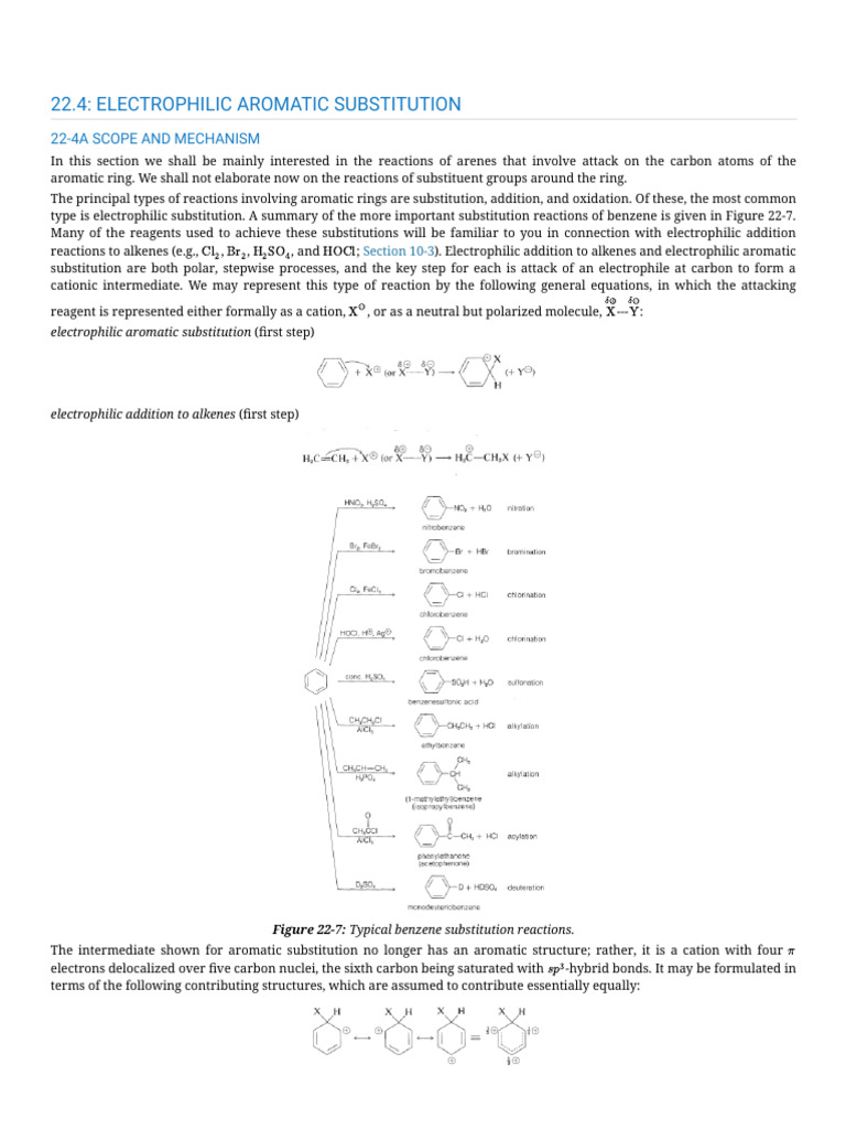 22.4 - Electrophilic Aromatic Substitution - Chemistry LibreTexts | PDF | Chemical Reactions ...
