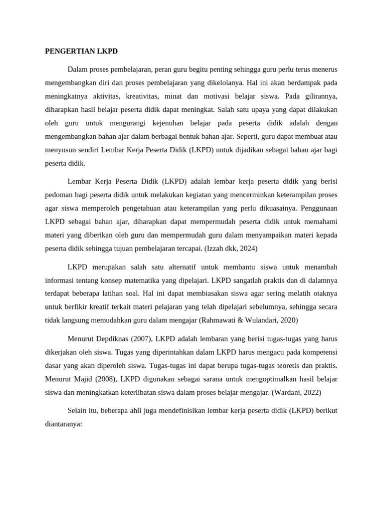 Pengertian dan Fungsi LKPD dalam Pembelajaran | PDF