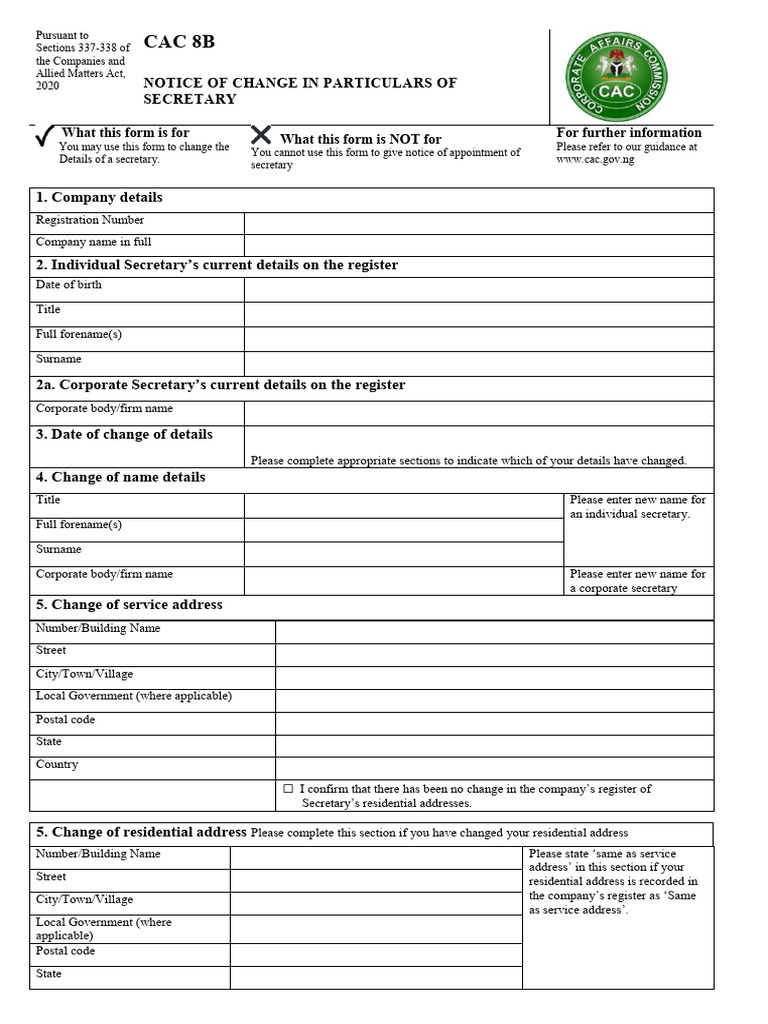 NOTICE-OF-CHANGE-IN-PARTICULARS-OF-SECRETARY | PDF | Perjury | Public Law