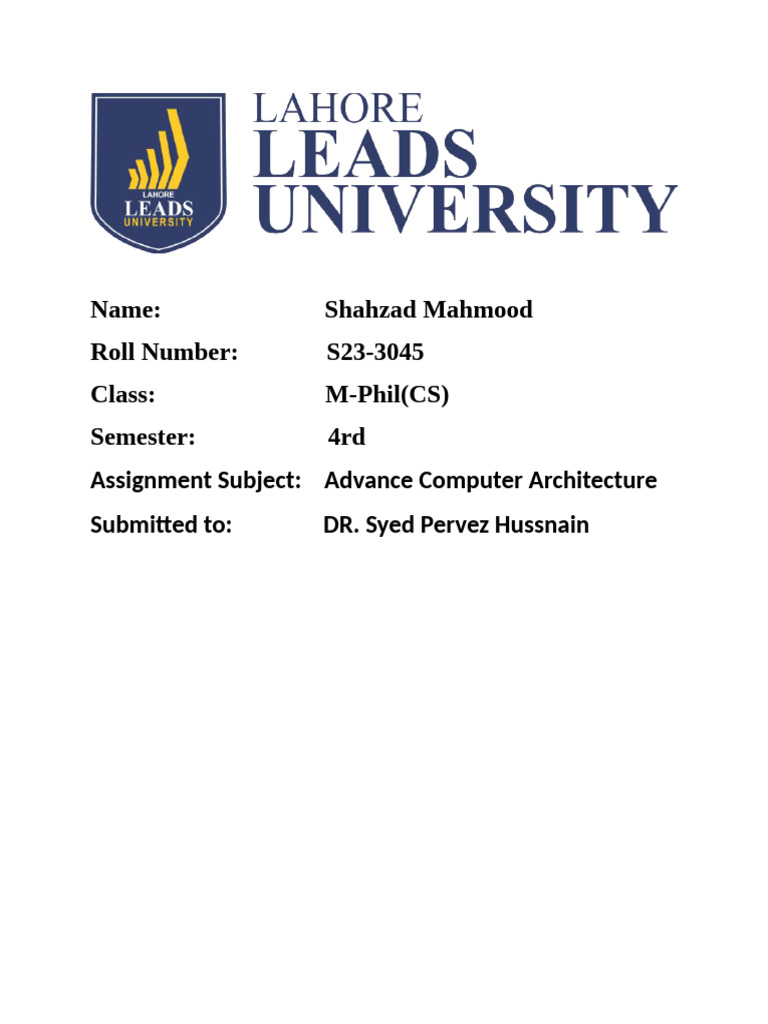 M-Phil Assignment on Computer Architecture | PDF