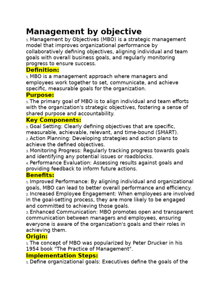 Management by Objective | PDF