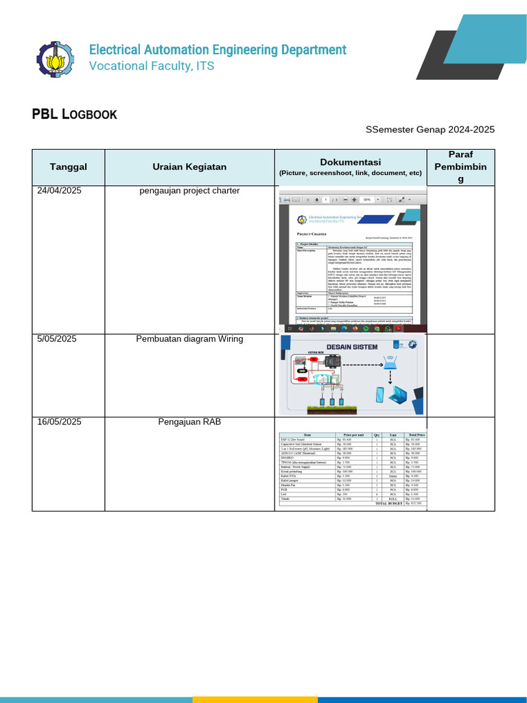 Electrical Automation Project Logbook 2024-2025 | PDF
