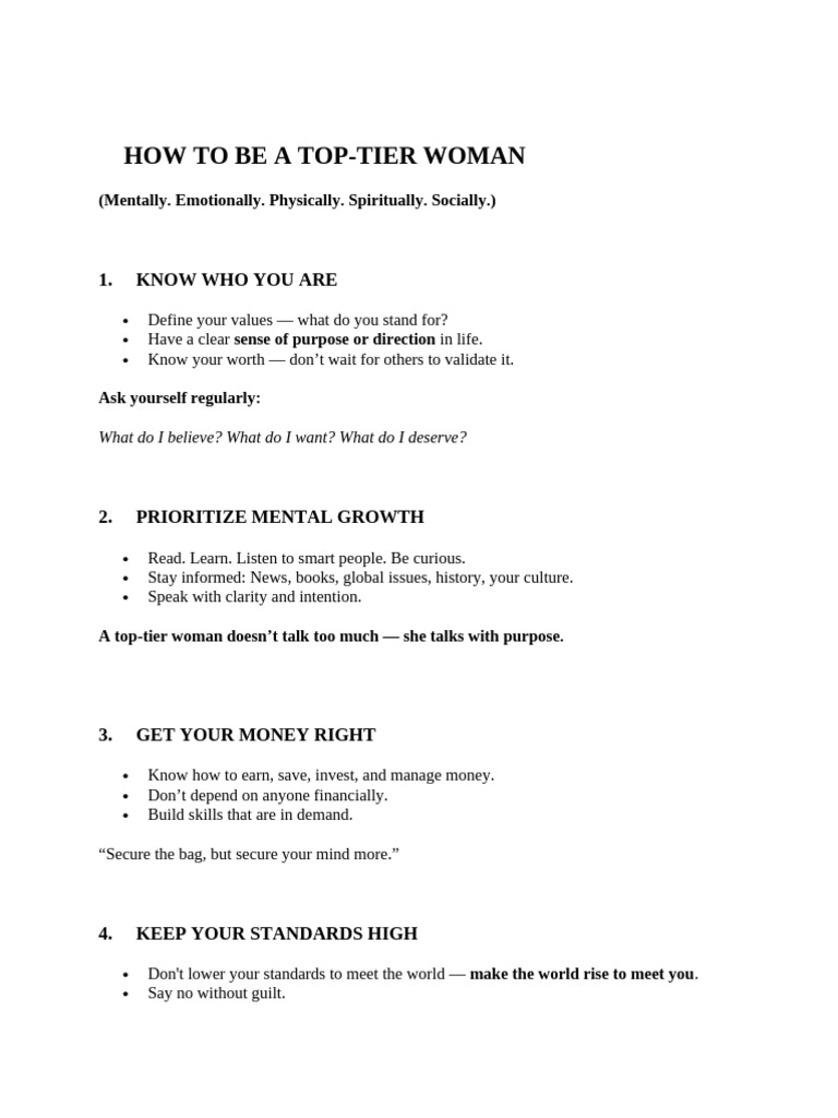 ? How To Be A Top Tier Woman | PDF