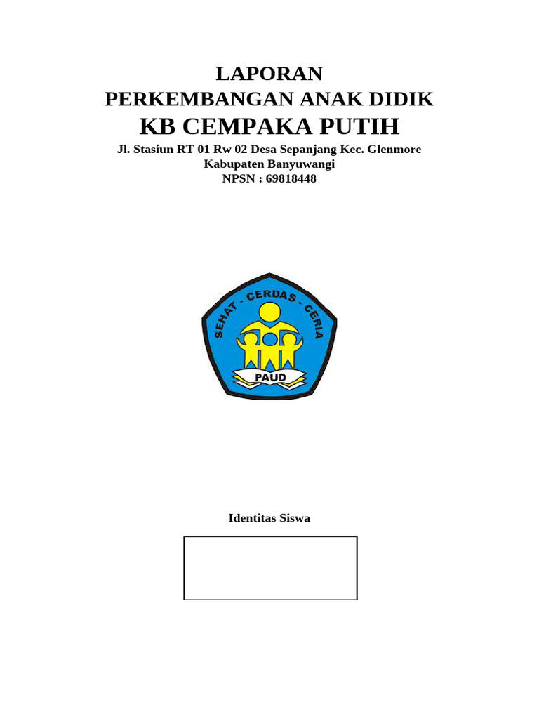 Format Map Rapot KB Cempaka Putih | PDF
