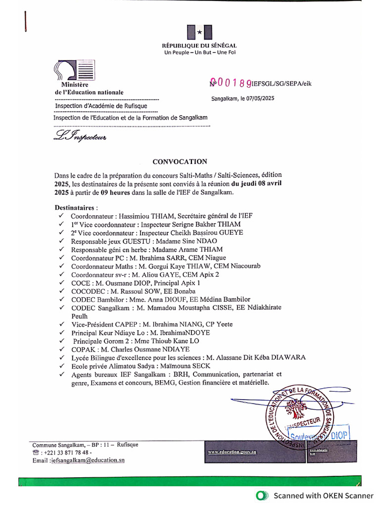 Convocation Salti Maths | PDF