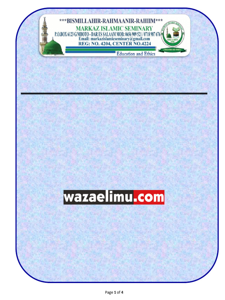 f4 Civics Series Two April 2025 | PDF | Tanzania