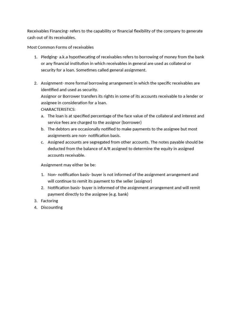 Understanding Receivables Financing Options | PDF