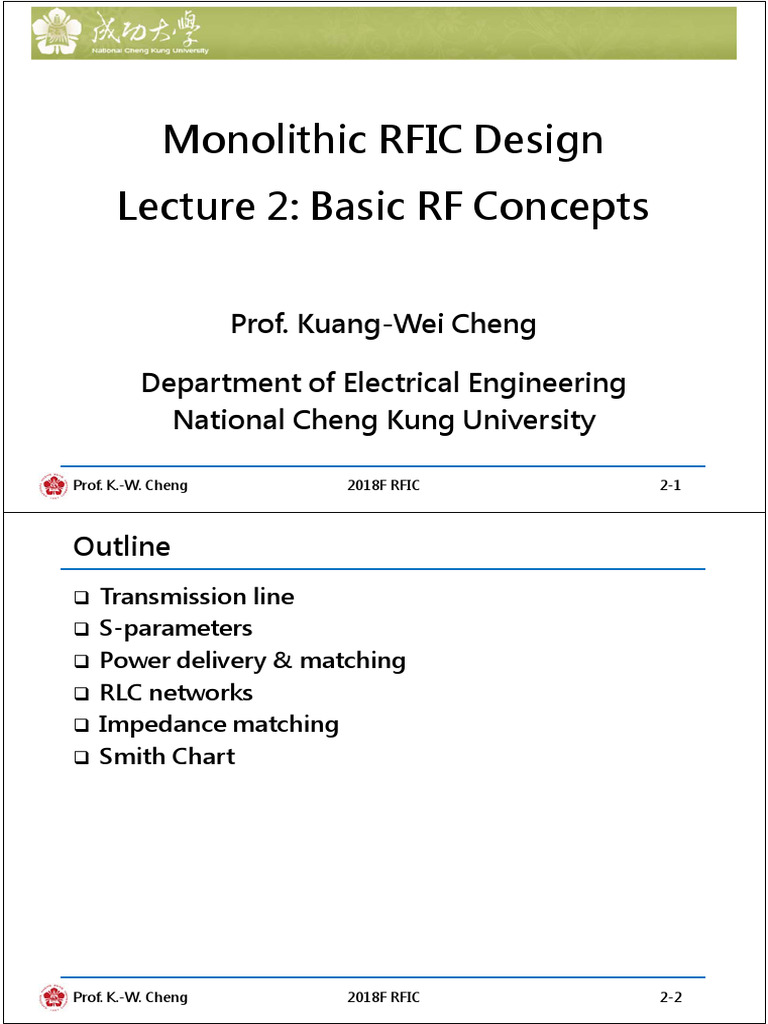 RFIC - 2018F - L2 - Basic RF Concepts | PDF | Electrical Impedance | Transmission Line