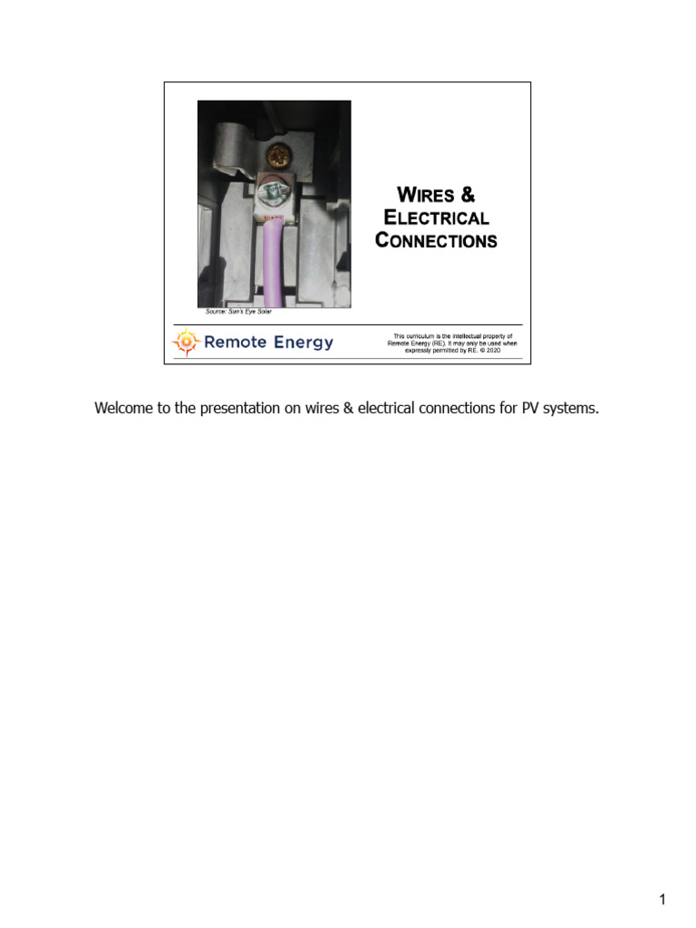 Wires & Connections for PV Systems | PDF | Electrical Connector ...